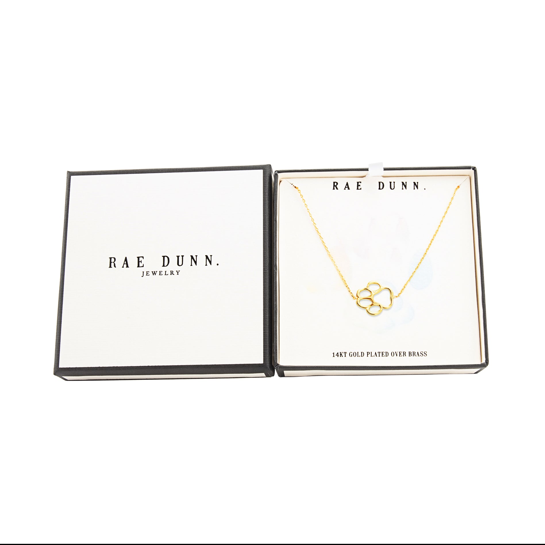 Rae Dunn open paw print necklace in yellow gold plated brass ...